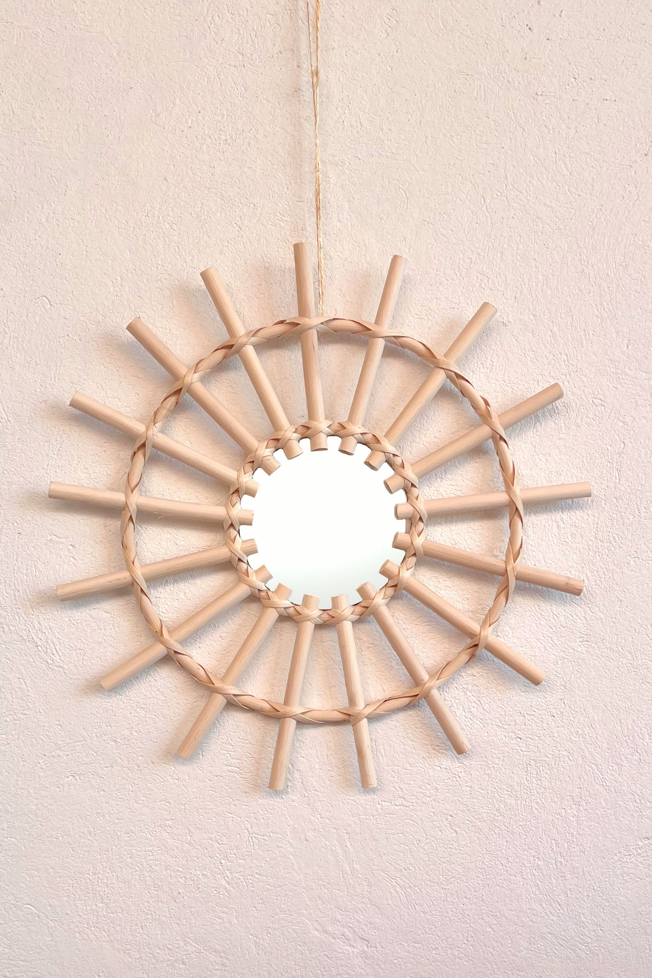 Bohemian Handmade Round Mirror with Rattan Frame – The Boho Lab