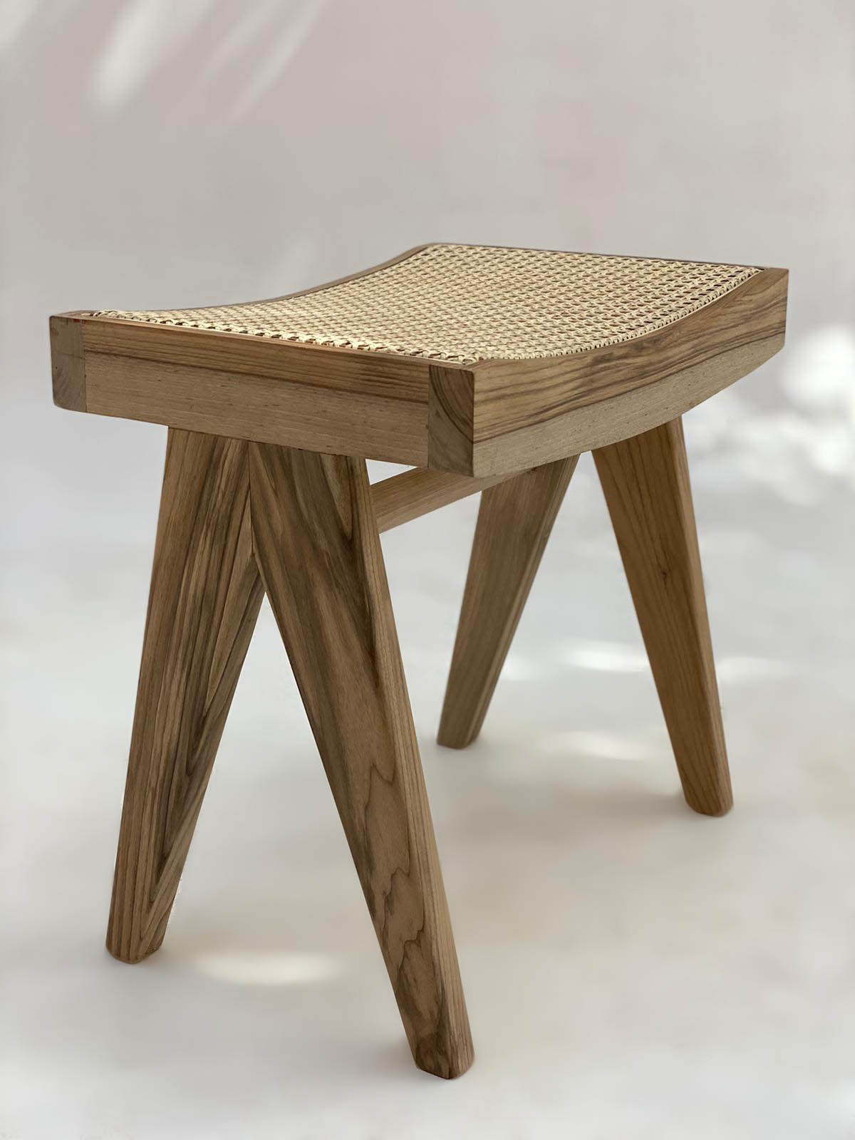 Walnut Stool, Caning Stool, Handmade Wooden Side Table – The Boho Lab